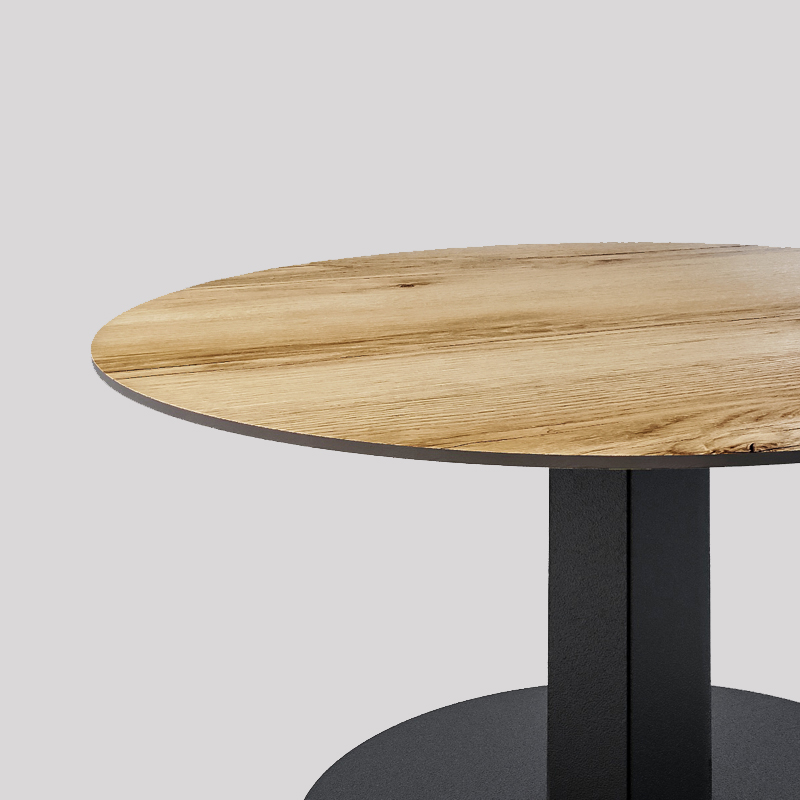 Table basse ronde plateau décor chêne clair Pégase - Déco-Gem